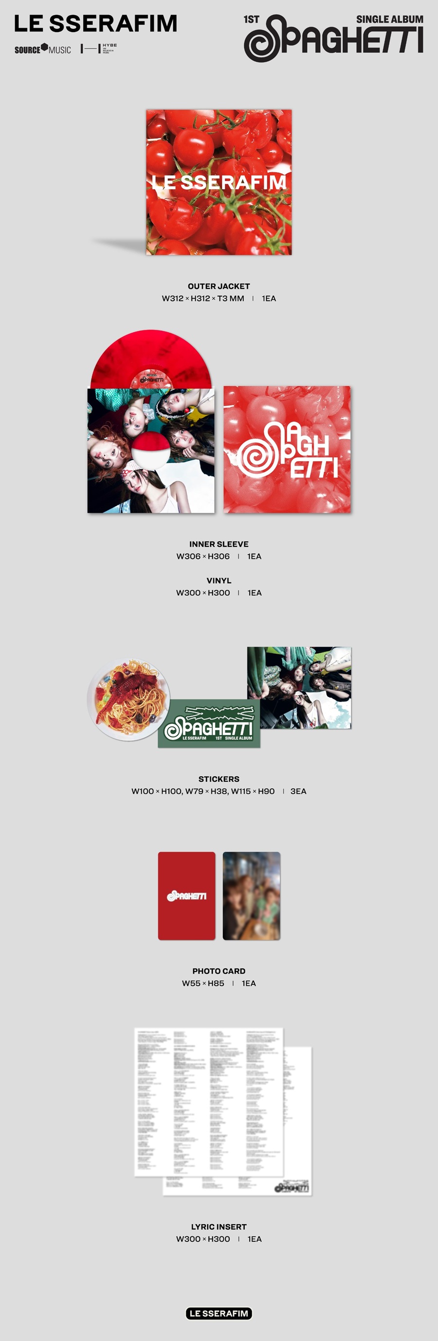 LE SSERAFIM - SPAGHETTI - VINYL VER. TOMATO RED / Preorder